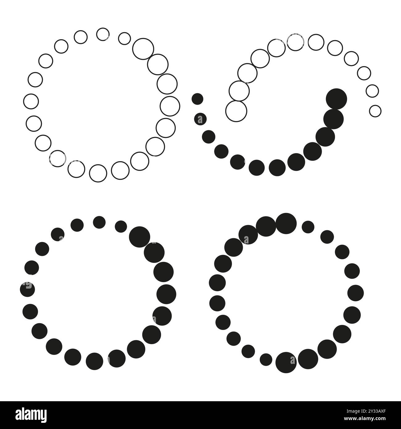 Abstract circle dot patterns. Geometric round shapes. Black and white ...