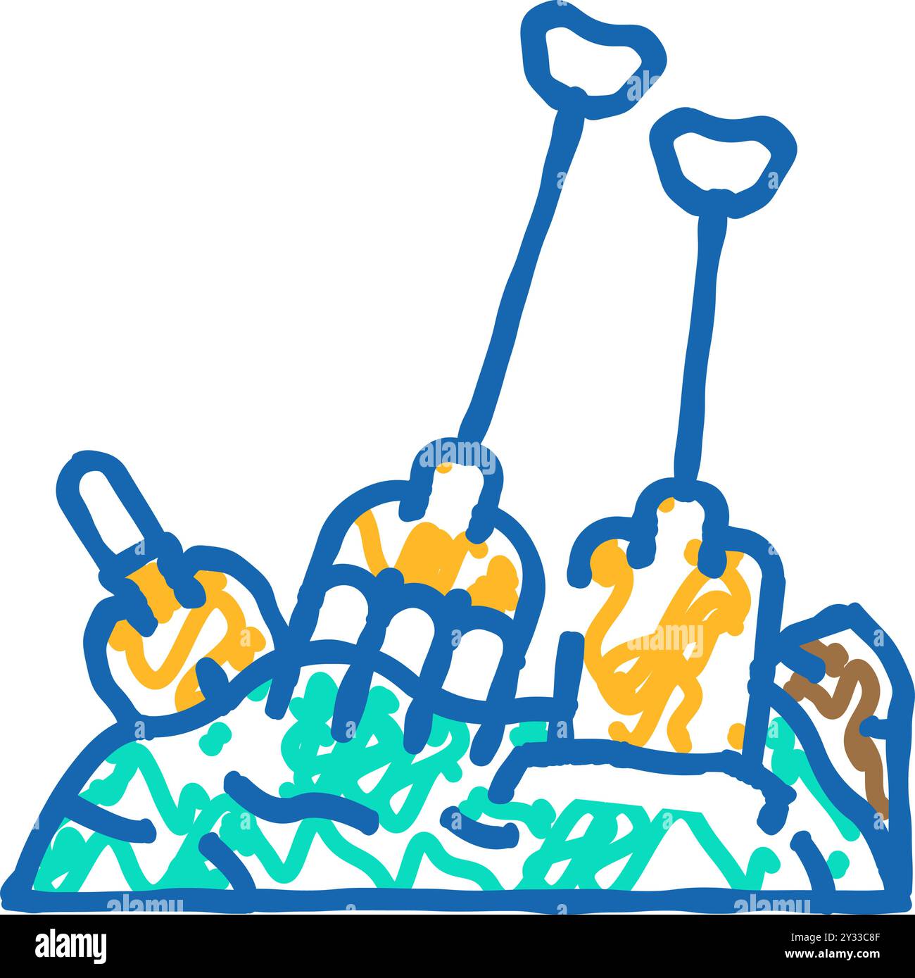 pitchfork and shovel tool on compost pile icon doodle illustration ...