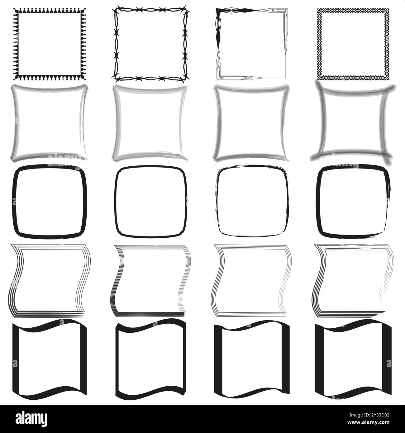 Decorative frame set. Wavy and square outlines. Abstract border ...