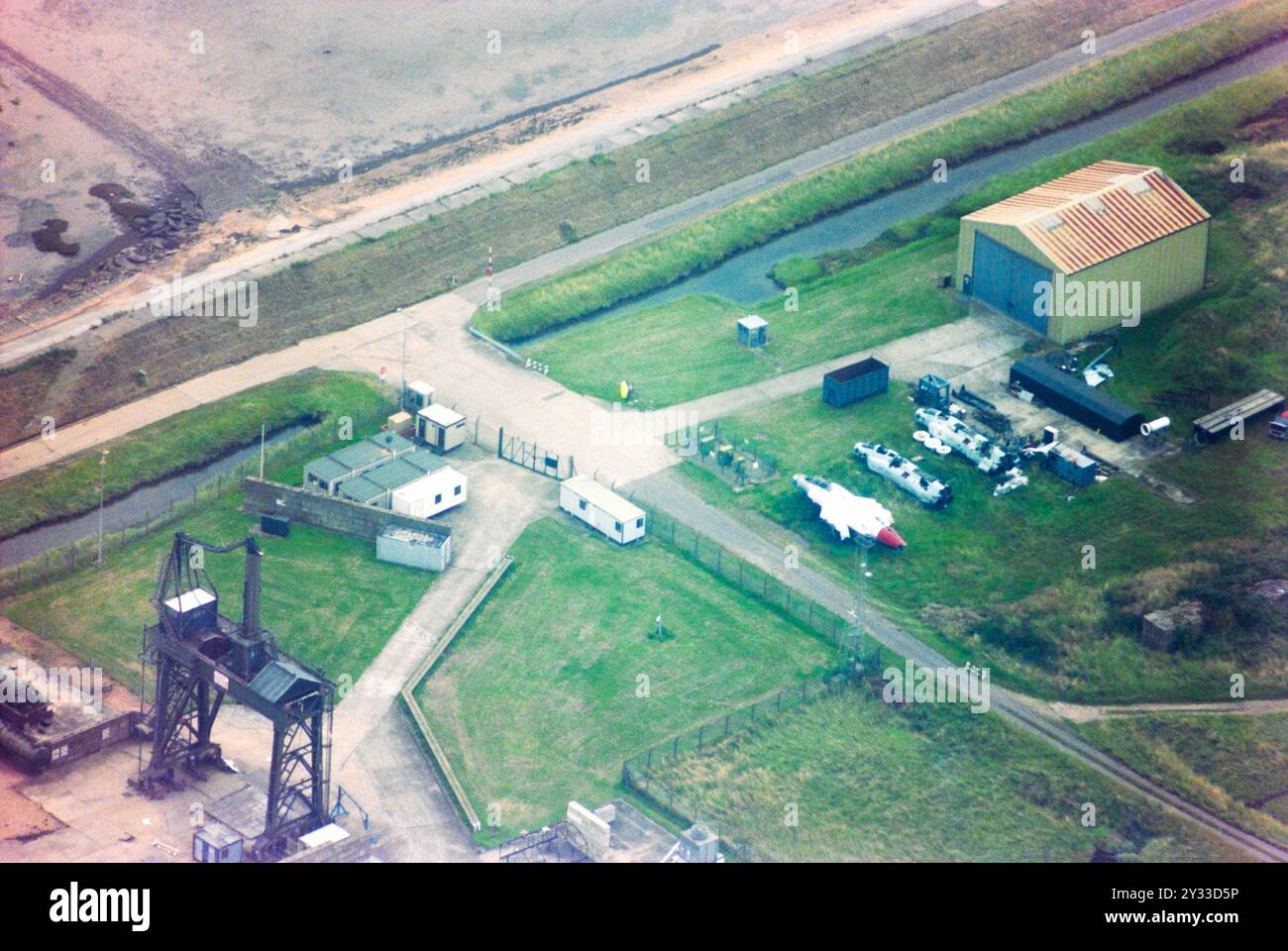 An area of the Ministry of Defence site on Foulness with the remains of ...