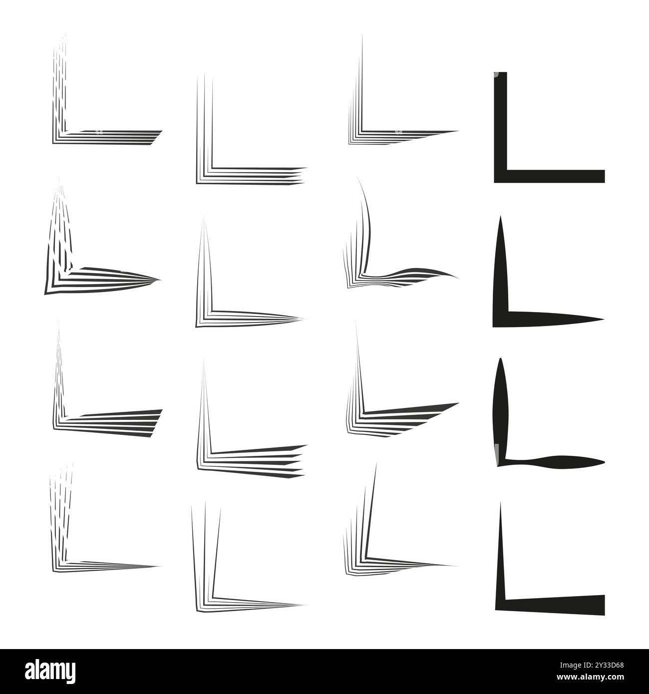 Vector corner shapes. Dynamic abstract lines. Black and white pattern ...