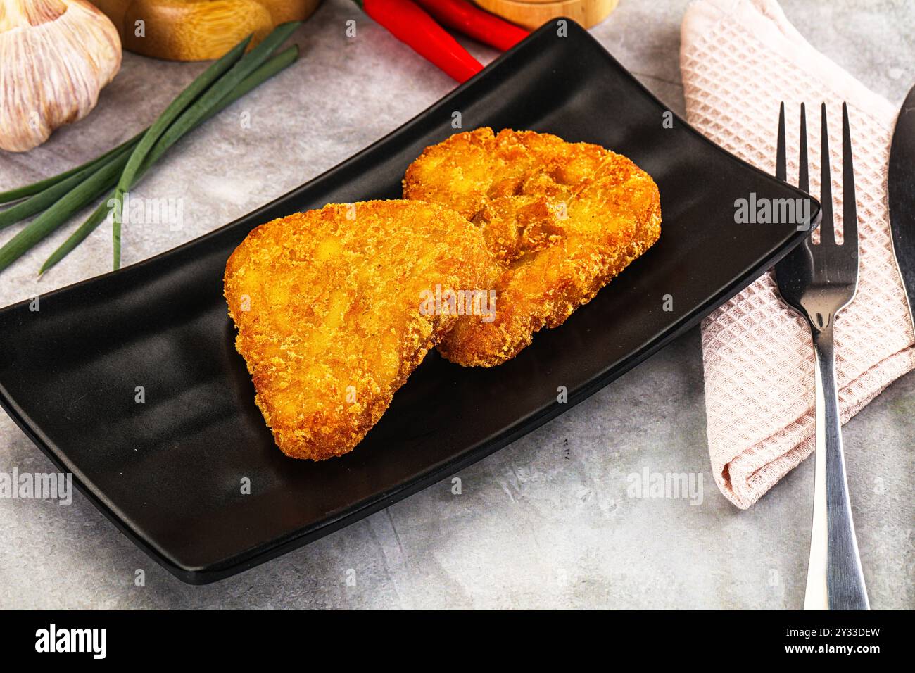 Fried potato hash brown snack for breakfast Stock Photo - Alamy