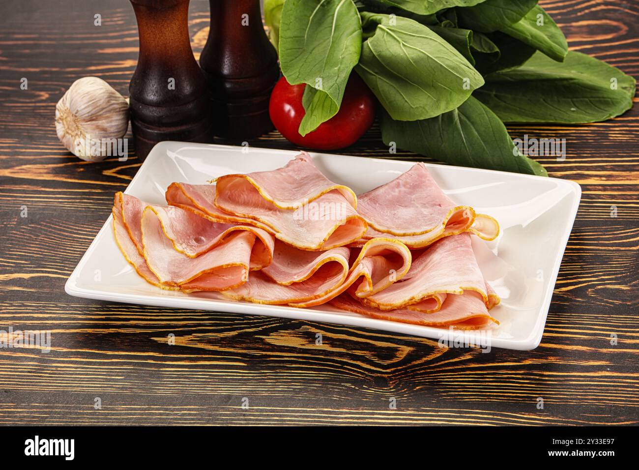 Italian sausage Prosciutto cotto ham appetizer Stock Photo - Alamy