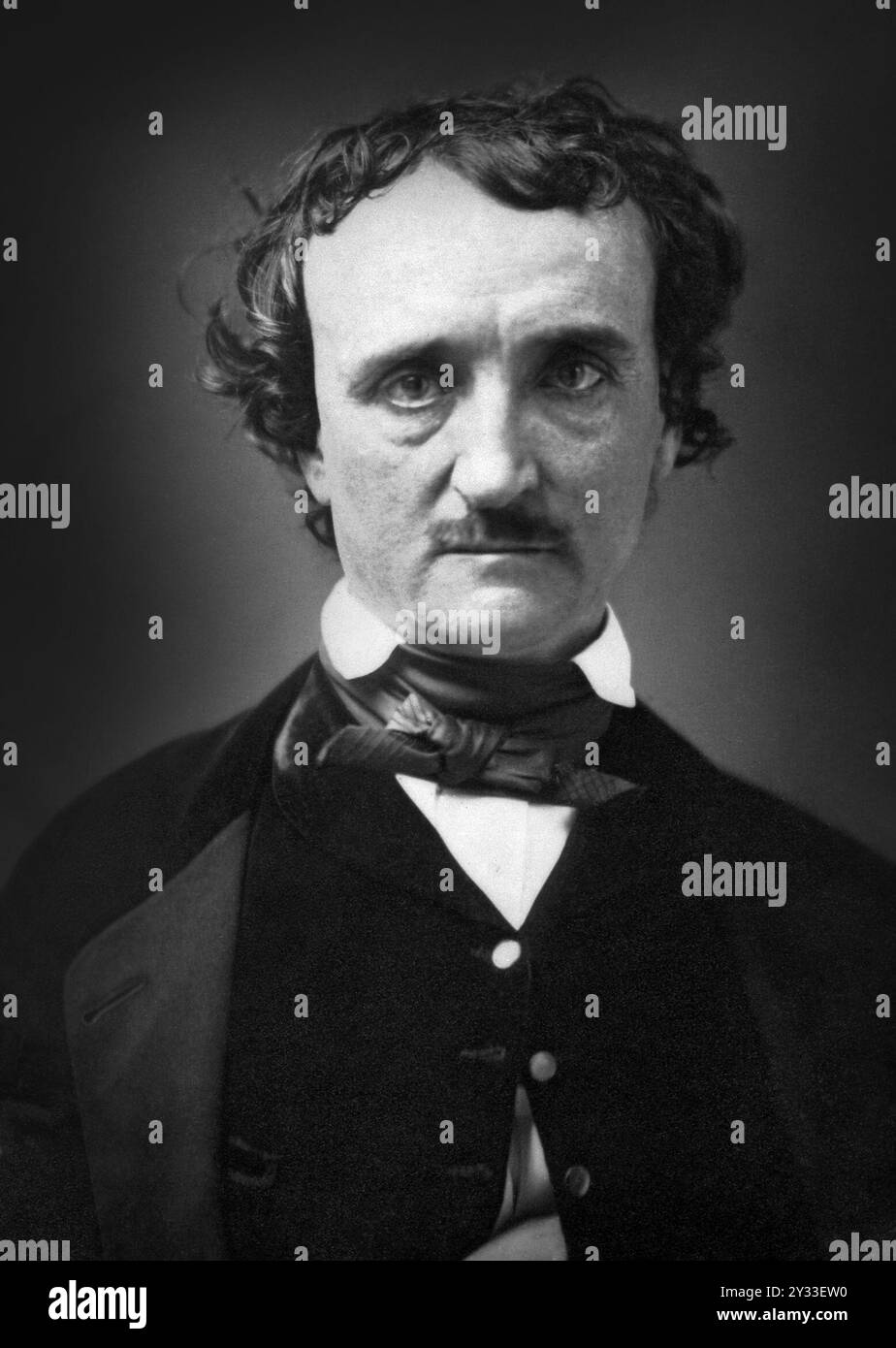 Edgar Allan Poe (1809-1849) circa 1849 - writer, poet, editor, and literary critic - black and ...