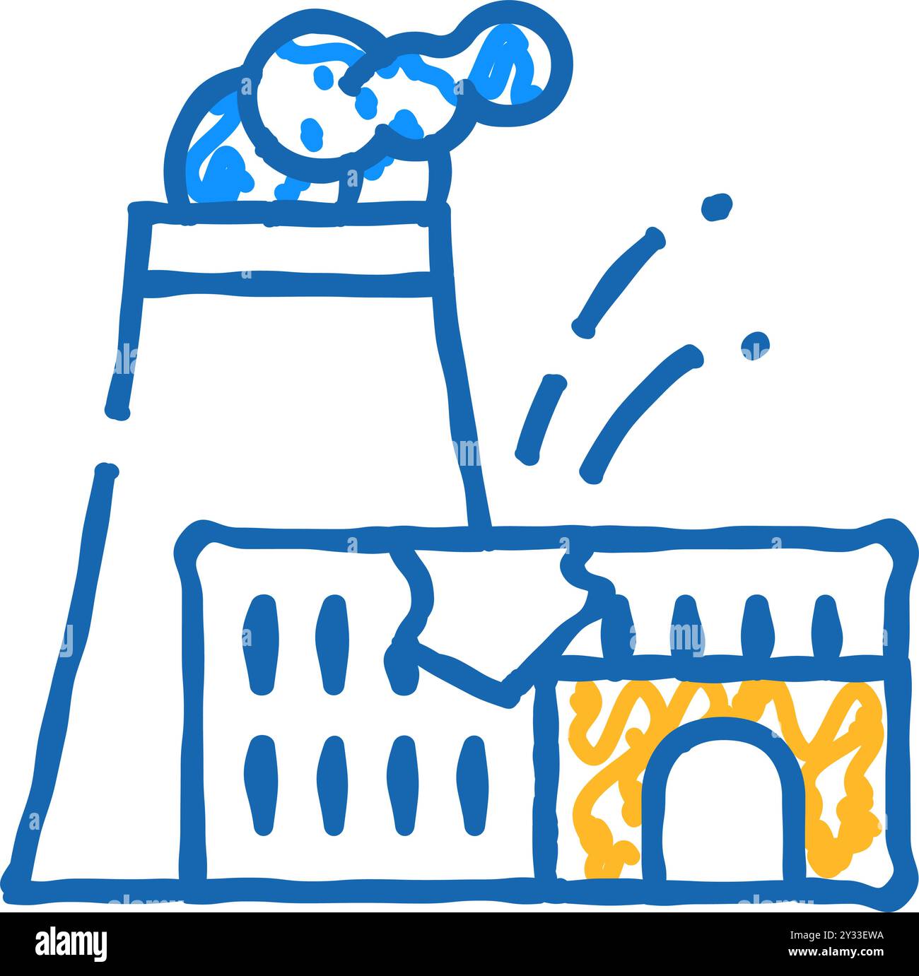 explosion at nuclear power plant disaster icon doodle illustration ...