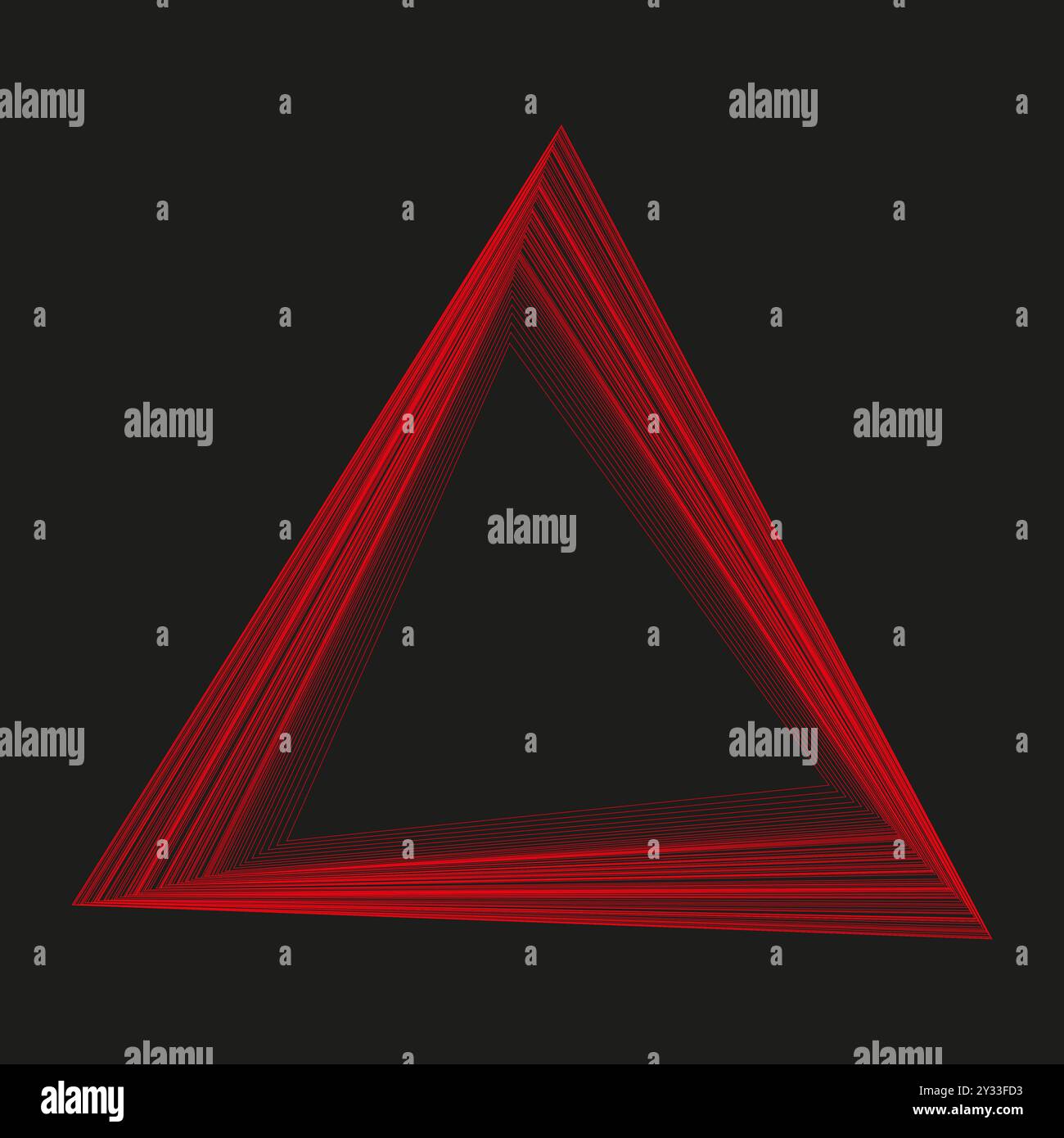 Red triangle lines. Geometric abstract shape. Dark background contrast ...