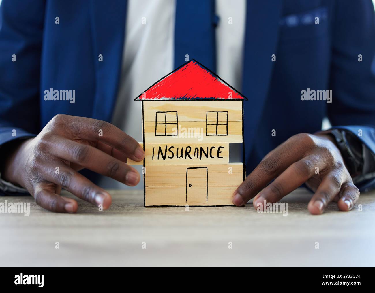 Hands, building and paper symbol for insurance broker, security or ...