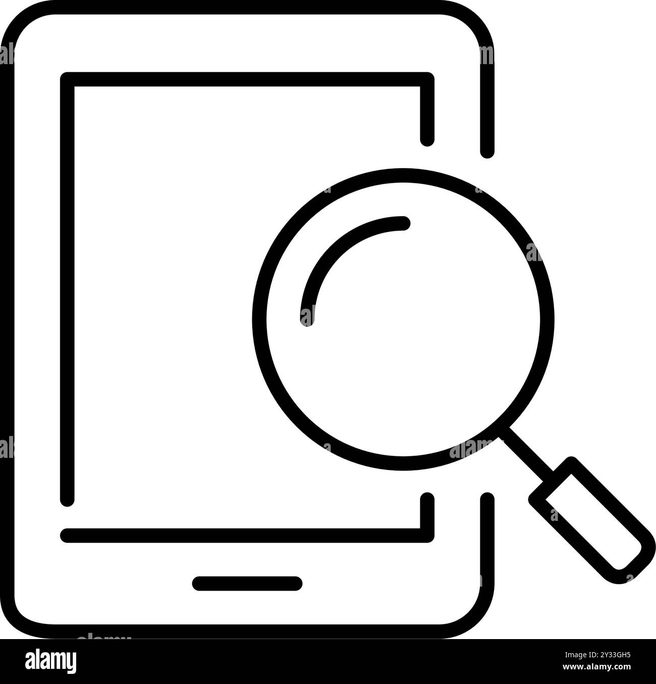 Electronic tablet with magnifying glass. Searching content on digital ...