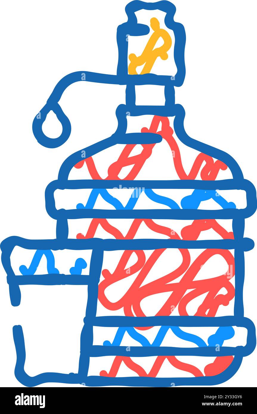 water bottle with pump icon doodle illustration Stock Vector Image ...