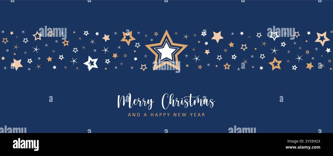 christmas greeting card with star border vector illustration Stock ...