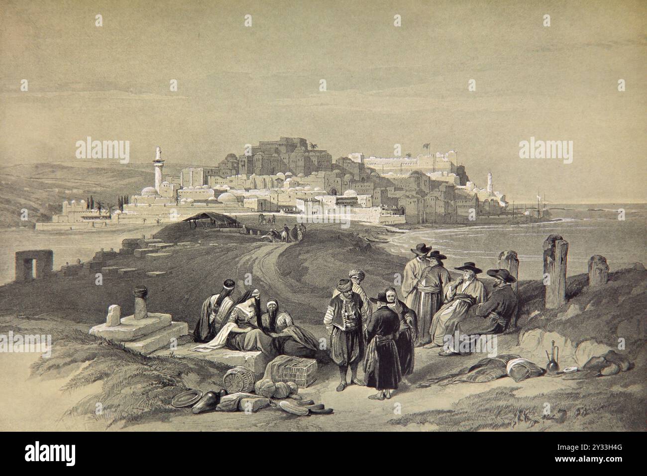 Illustration of Jaffa Looking South a Port City from a Drawing by David ...