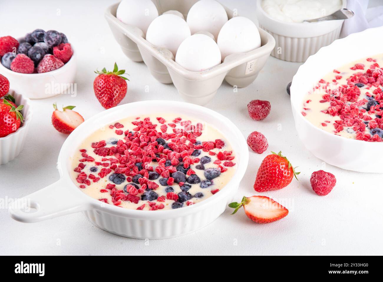 Cooking making baked yogurt healthy dessert. Woman hand cooking oven ...