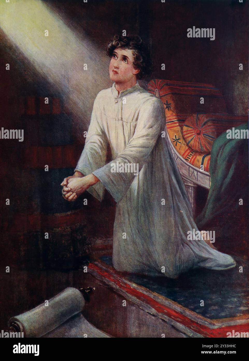 Illustration of Samuel Praying and Hearing the Voice of God (Book of ...