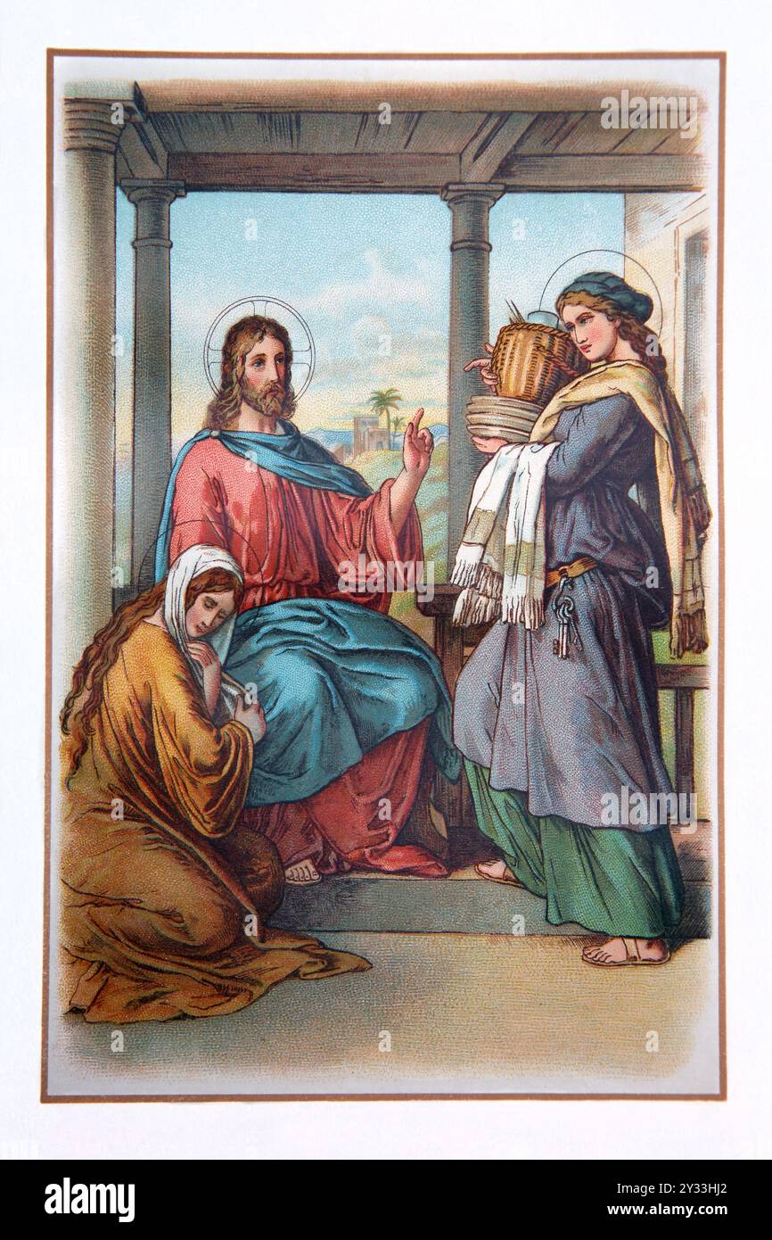 Art Nouveau Illustration of Jesus at the House of Martha and Mary ...