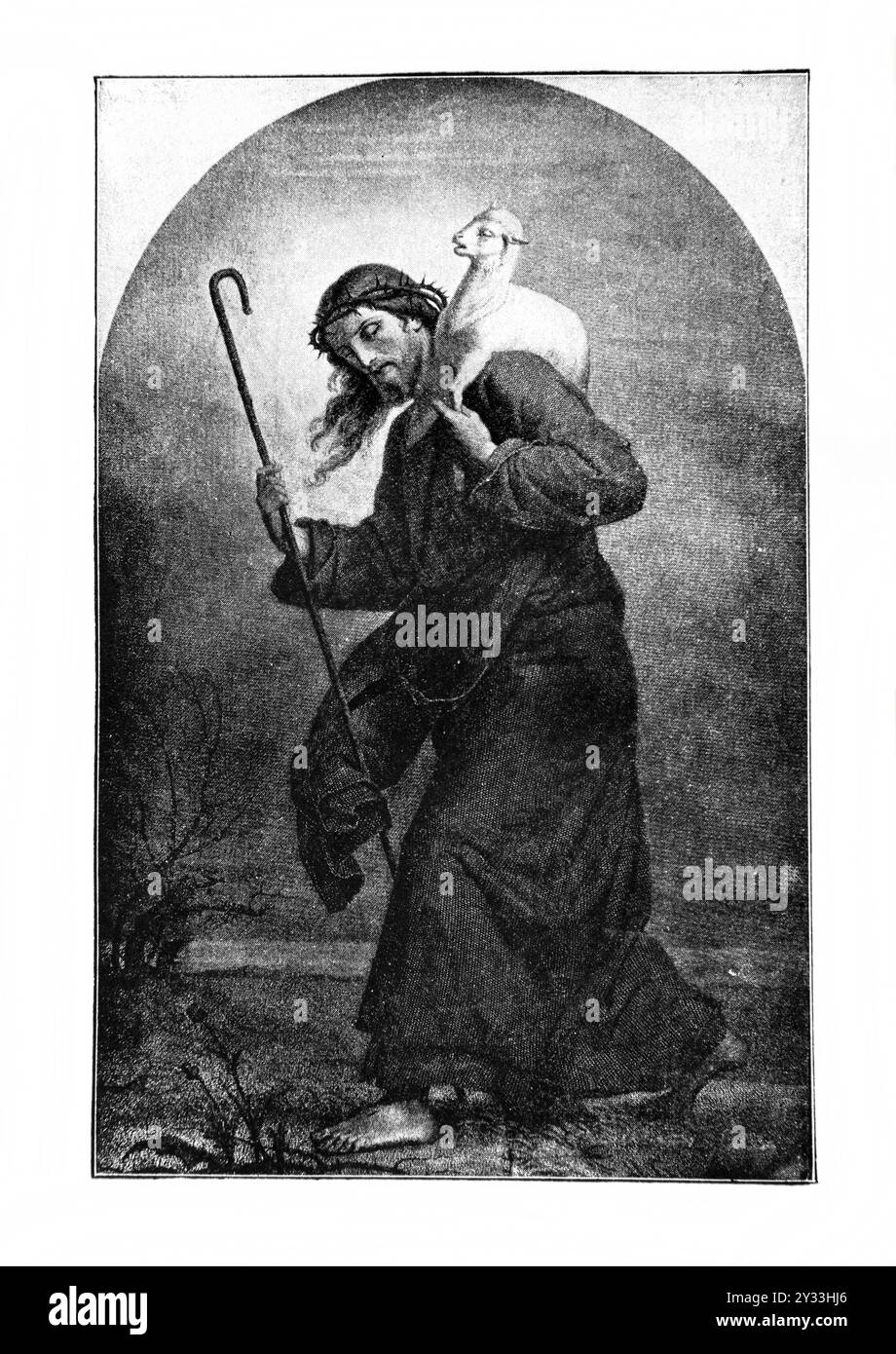 Art Nouveau Illustration of Jesus Christ as the Good Shepherd (Gospel ...