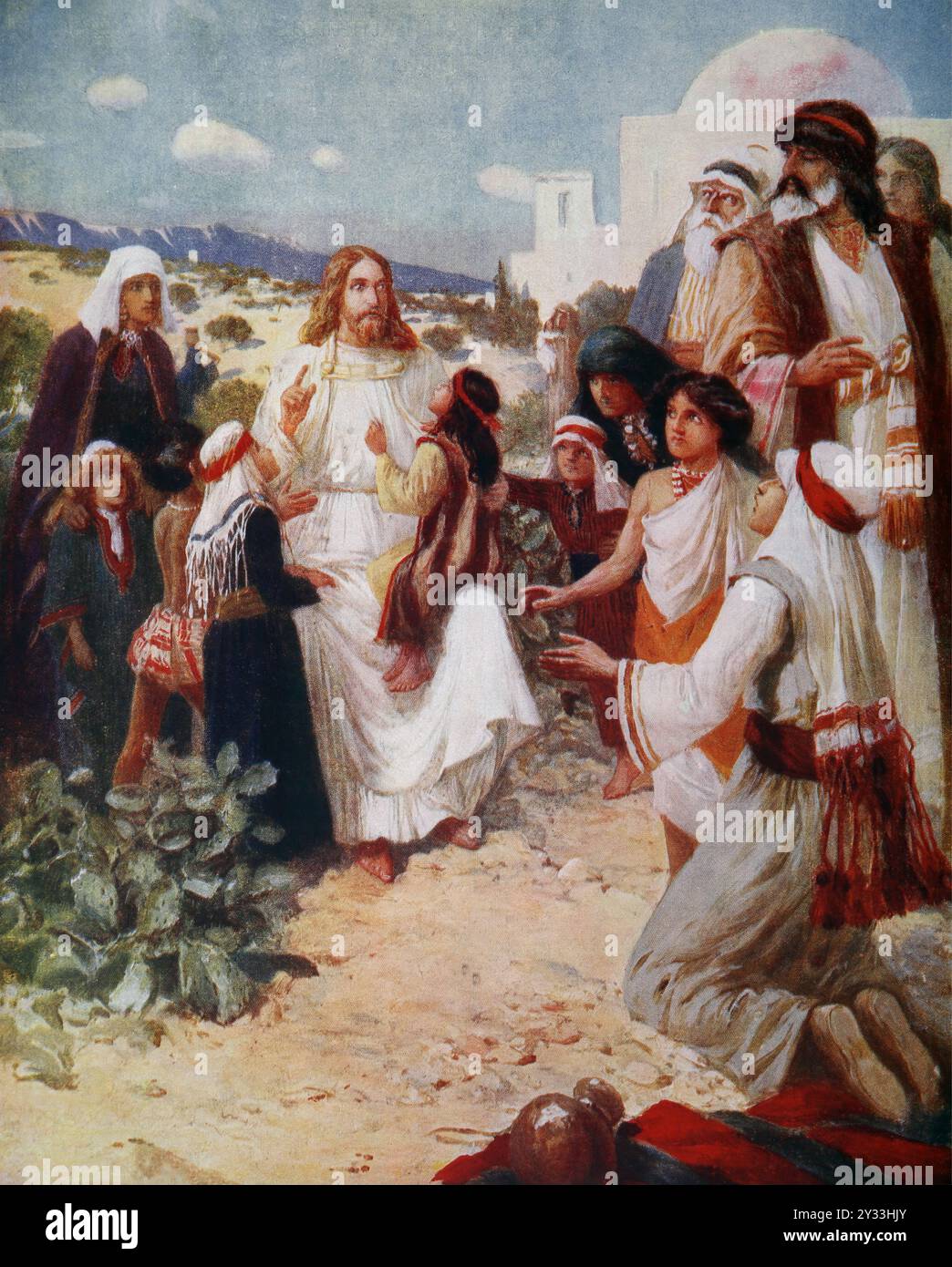 Jesus Christ Receiving the Children "Suffer Little Children and forbid ...
