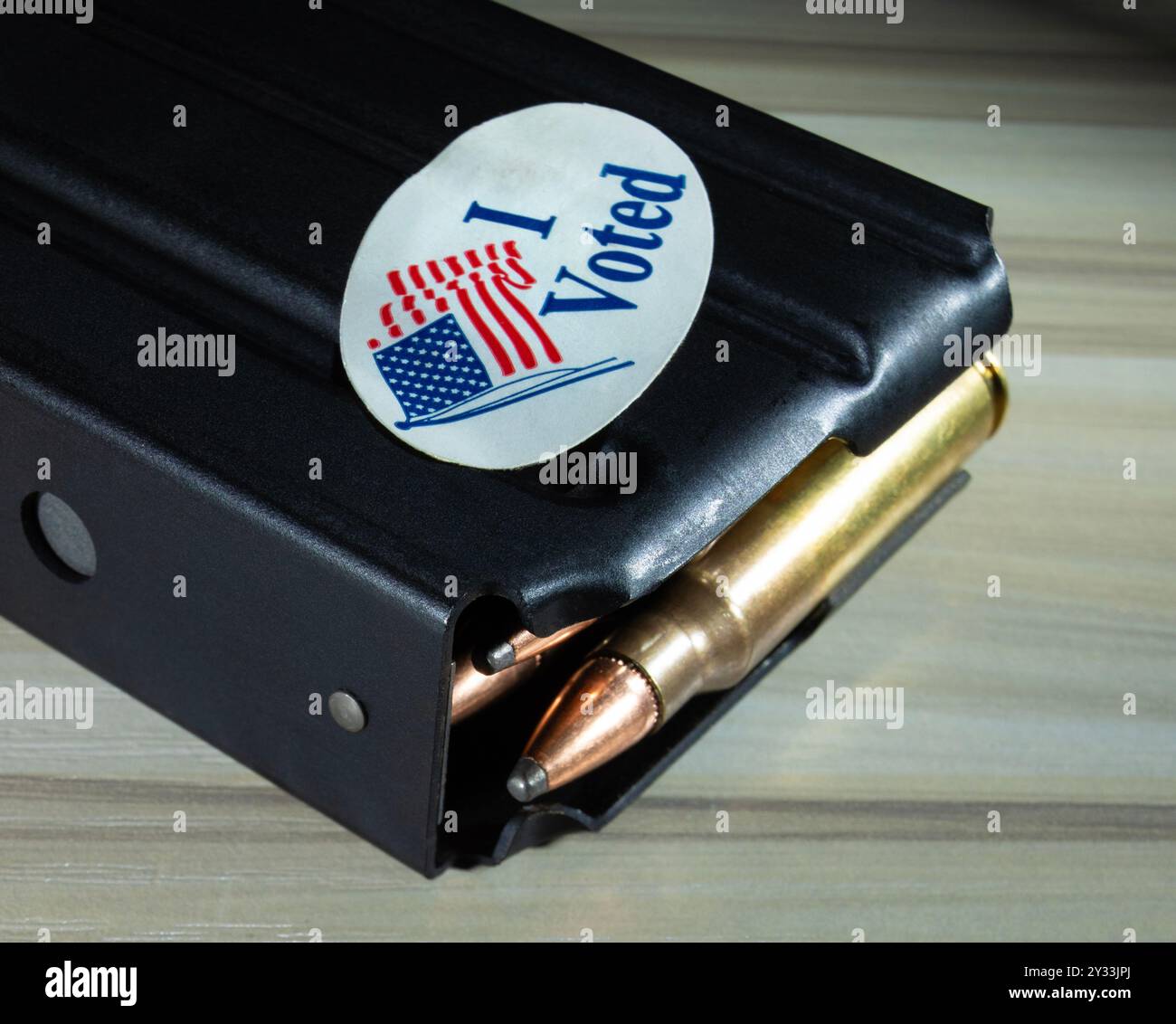 Cartridges loaded into a rifle magazine the is topped up with ...