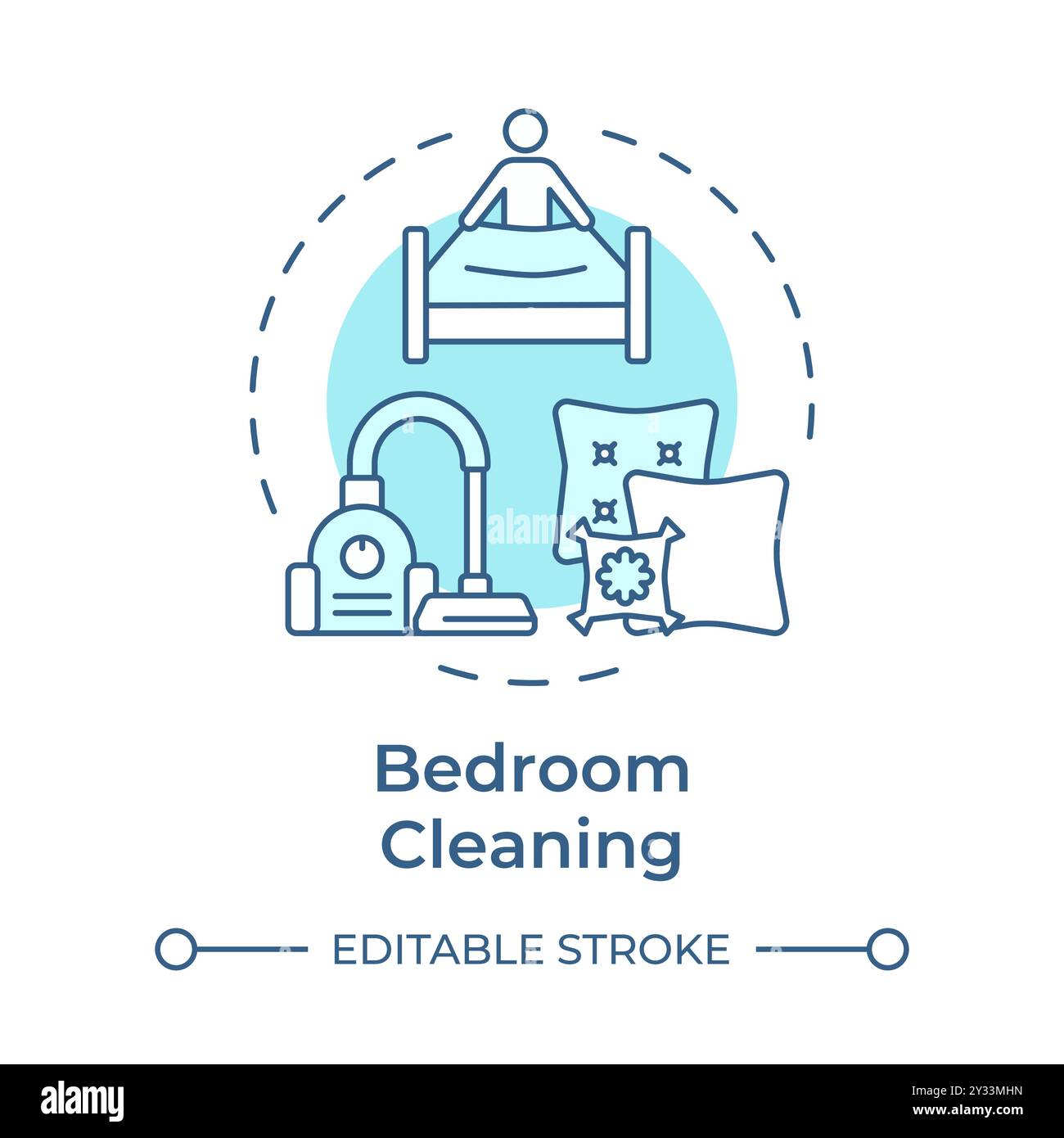 Bedroom cleaning soft blue concept icon Stock Vector Image & Art - Alamy