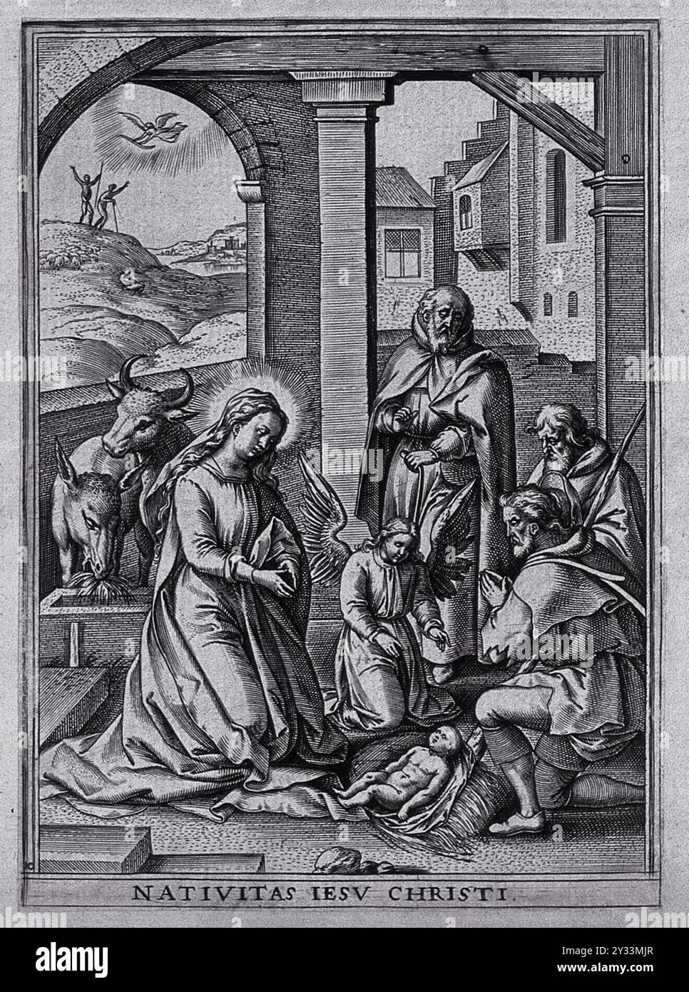 The adoration of the shepherds by Jeronimus Wierix portraying the ...