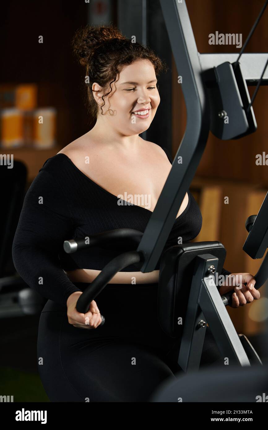 A young woman embraces her strength while exercising in stylish active ...