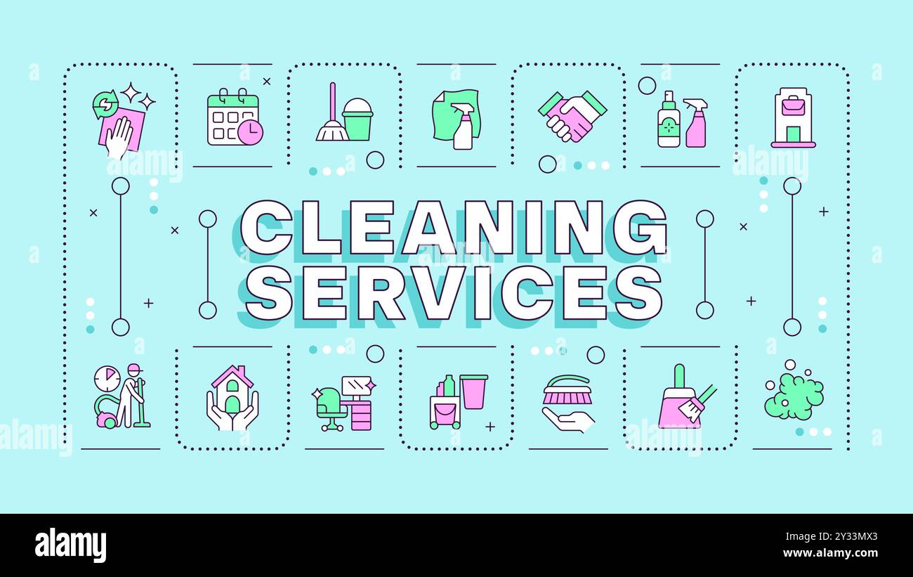 Cleaning services cyan word concept Stock Vector Image & Art - Alamy