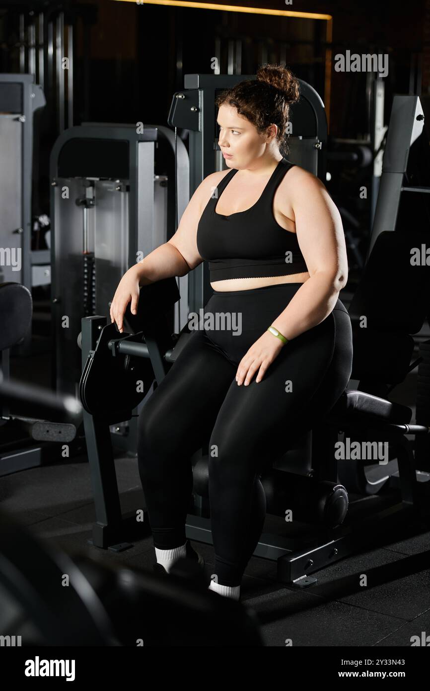 A plus-size woman focuses on strength training while embodying body ...