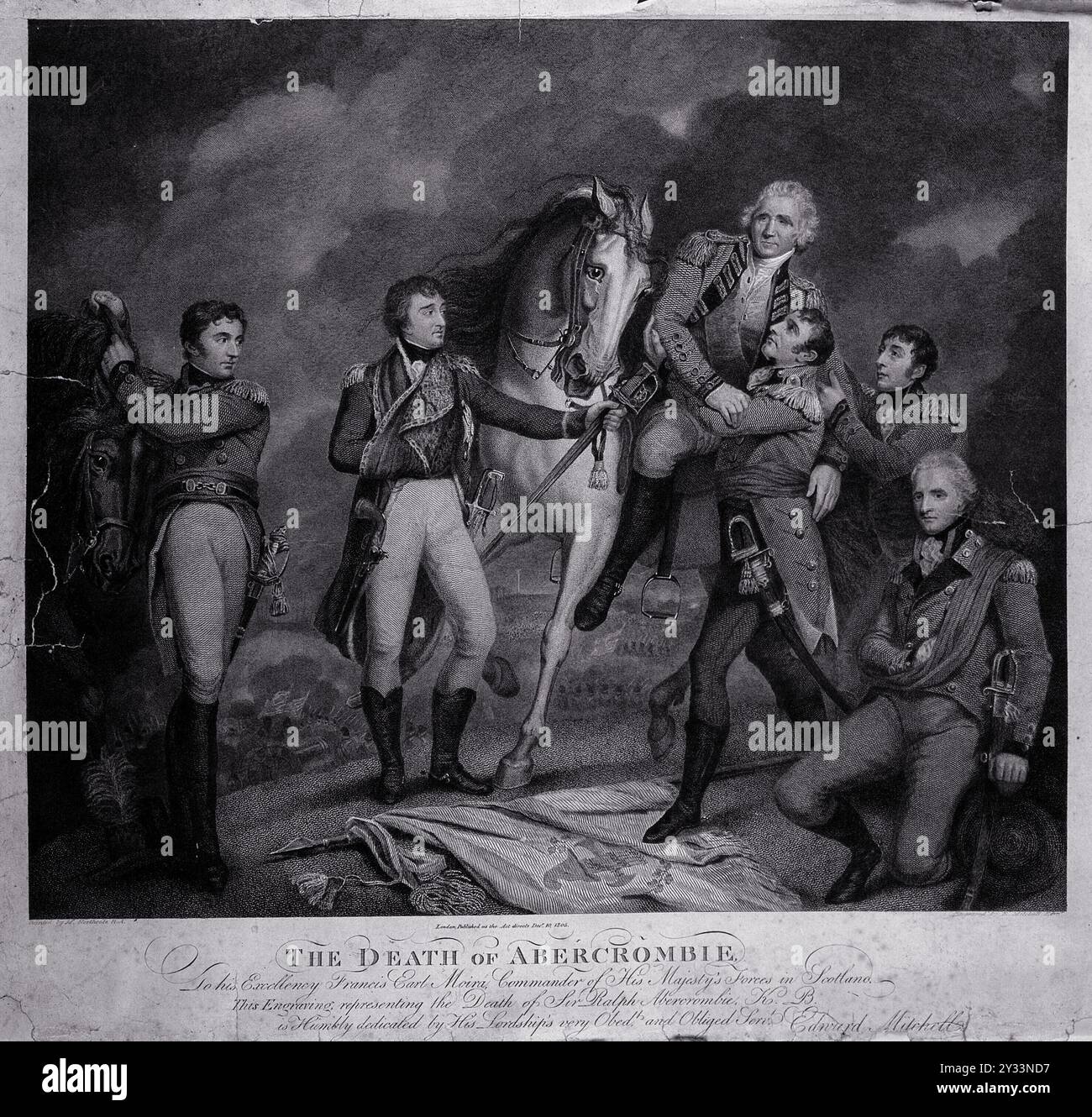 The battle of Alexandria: Sir Ralph Abercromby (Abercrombie) is wounded ...