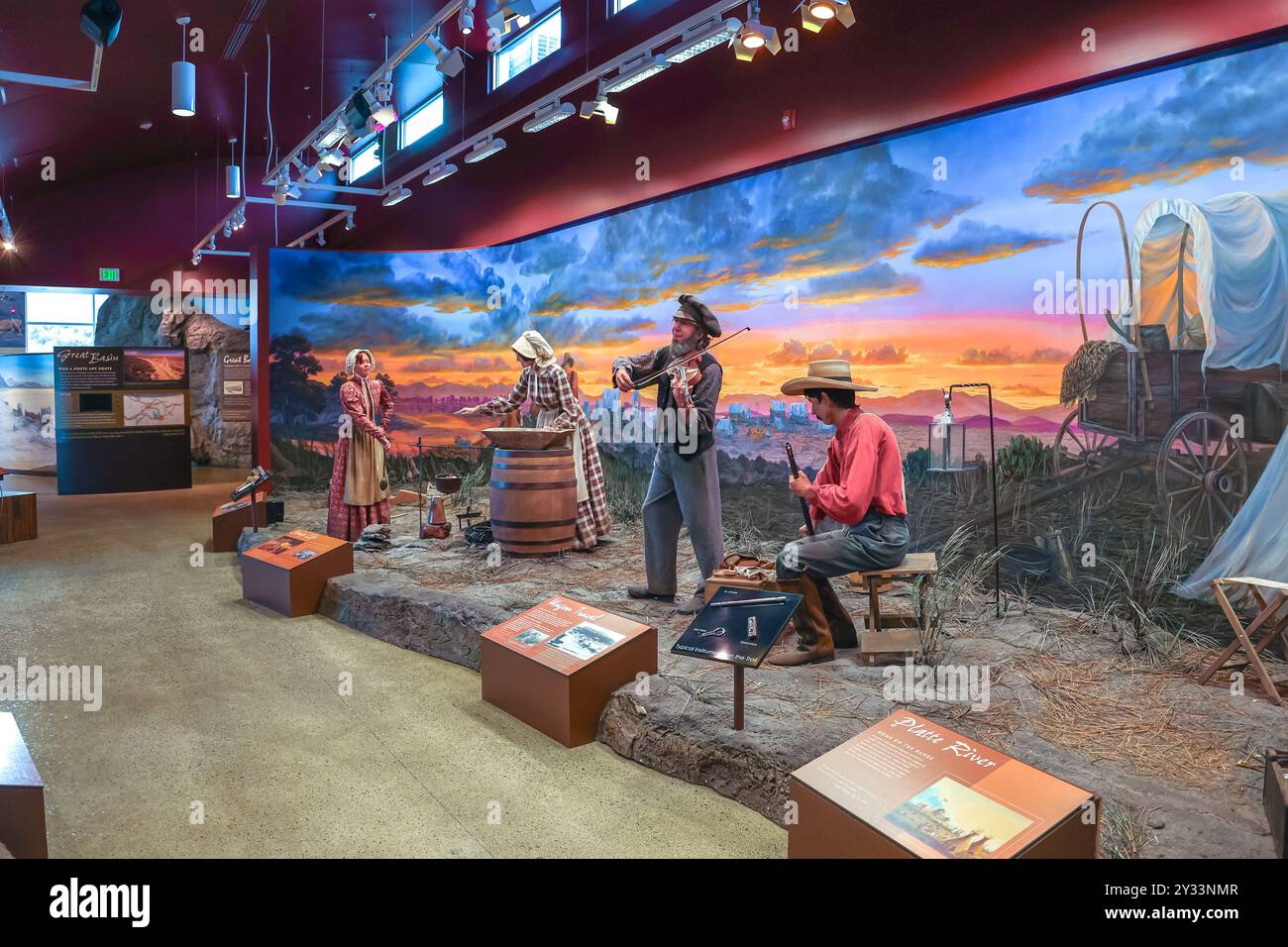 An educational display inside the California Trail Interpretive Center ...