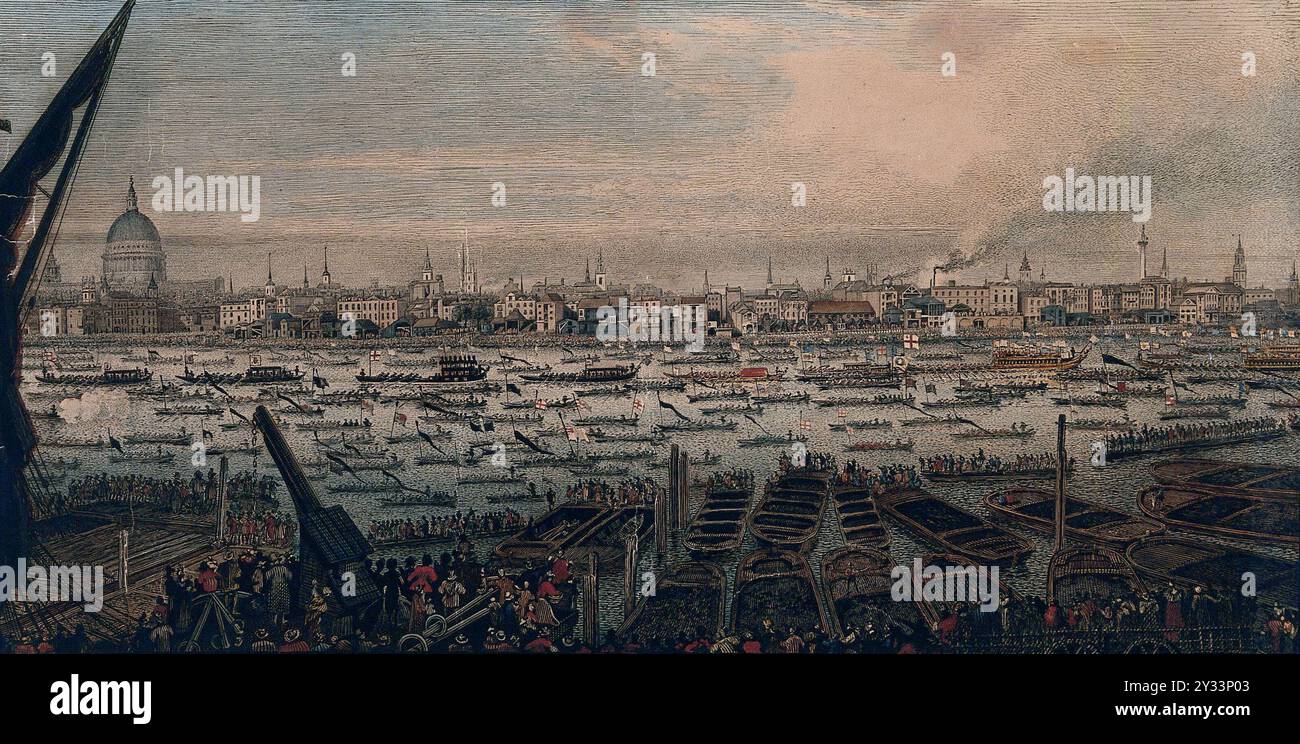 The funeral procession on the River Thames of Lord Nelson seen from ...