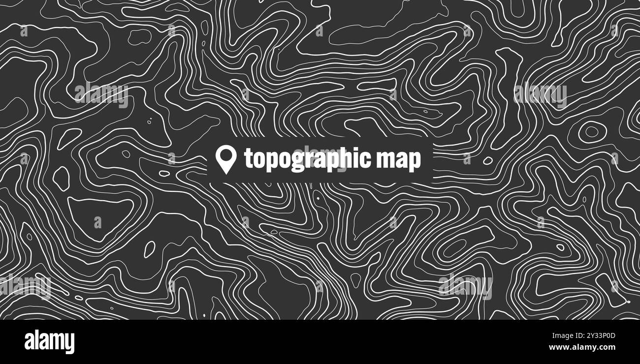 Topographic map with contour lines. Geographic terrain grid, relief ...