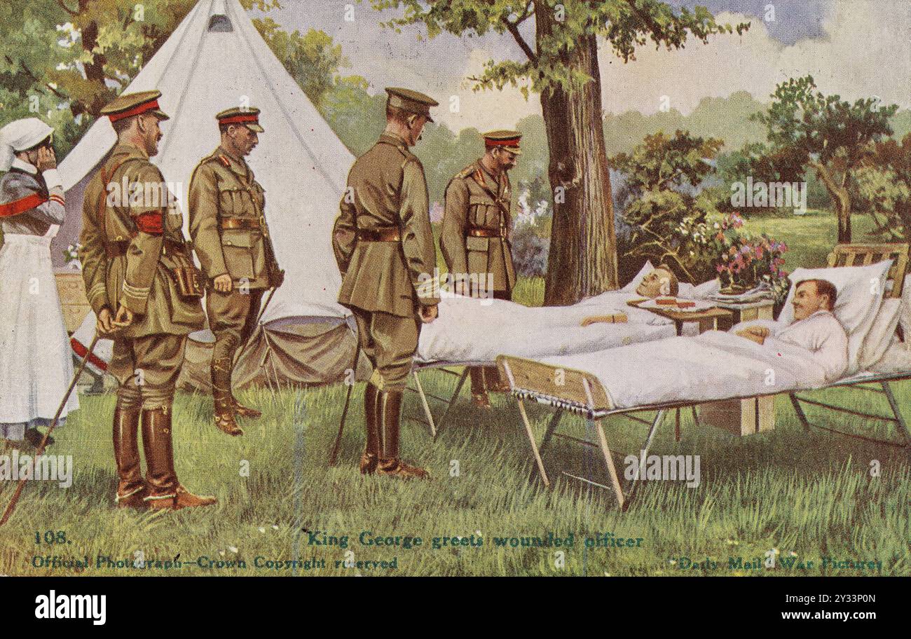King George visits wounded officer in field hospital during World War I ...