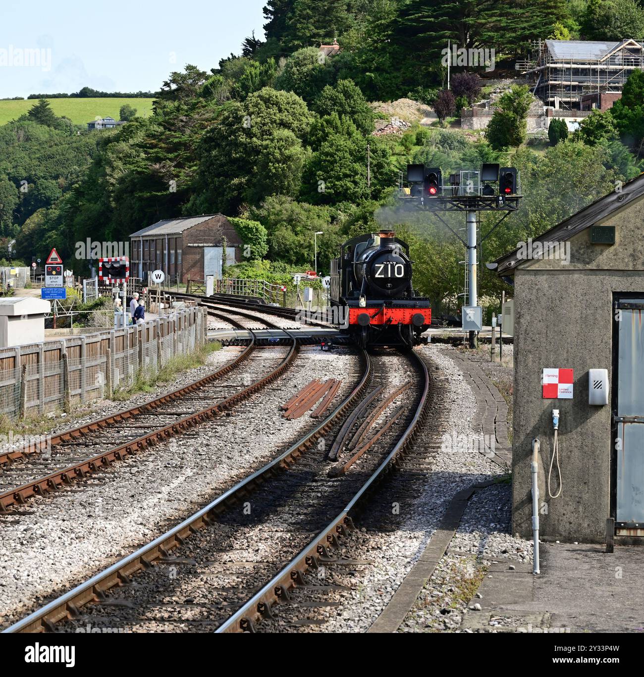 GWR Manor Class locomotive No 7827 Lydham Manor approaching the ...