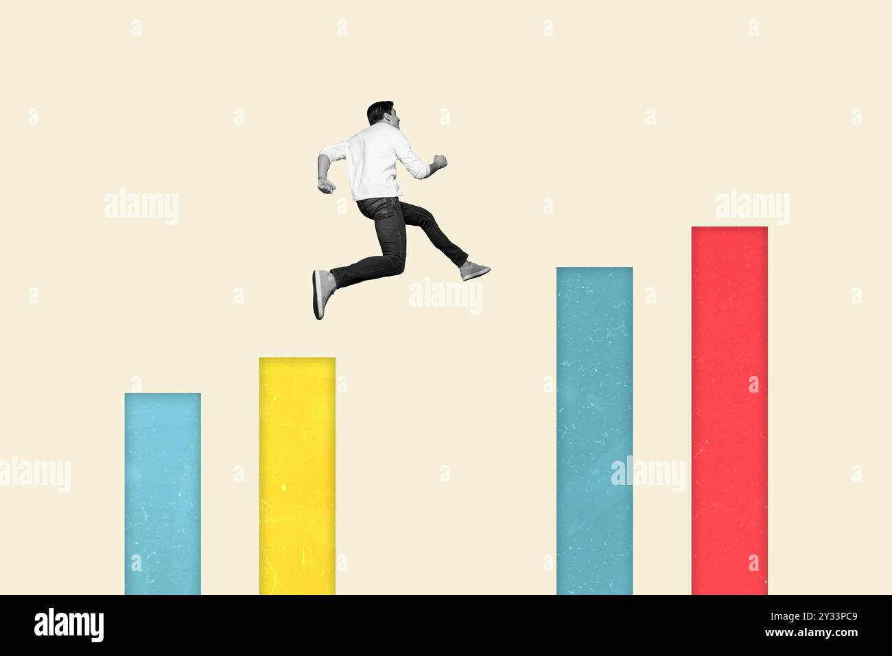 Composite artwork collage image picture of mini guy jump run climb ...