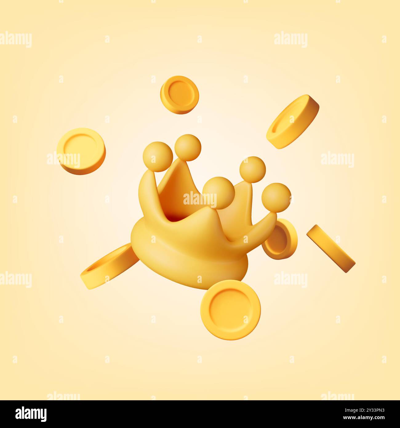 3D dollar coins around gold crown isolated Stock Vector Image & Art - Alamy