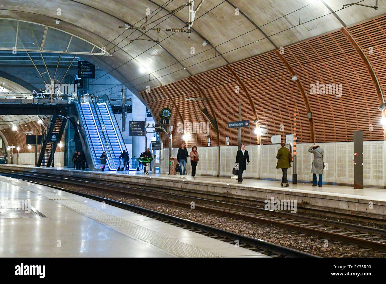 Platforms of the Monaco-Monte Carlo station, the sole railway station ...
