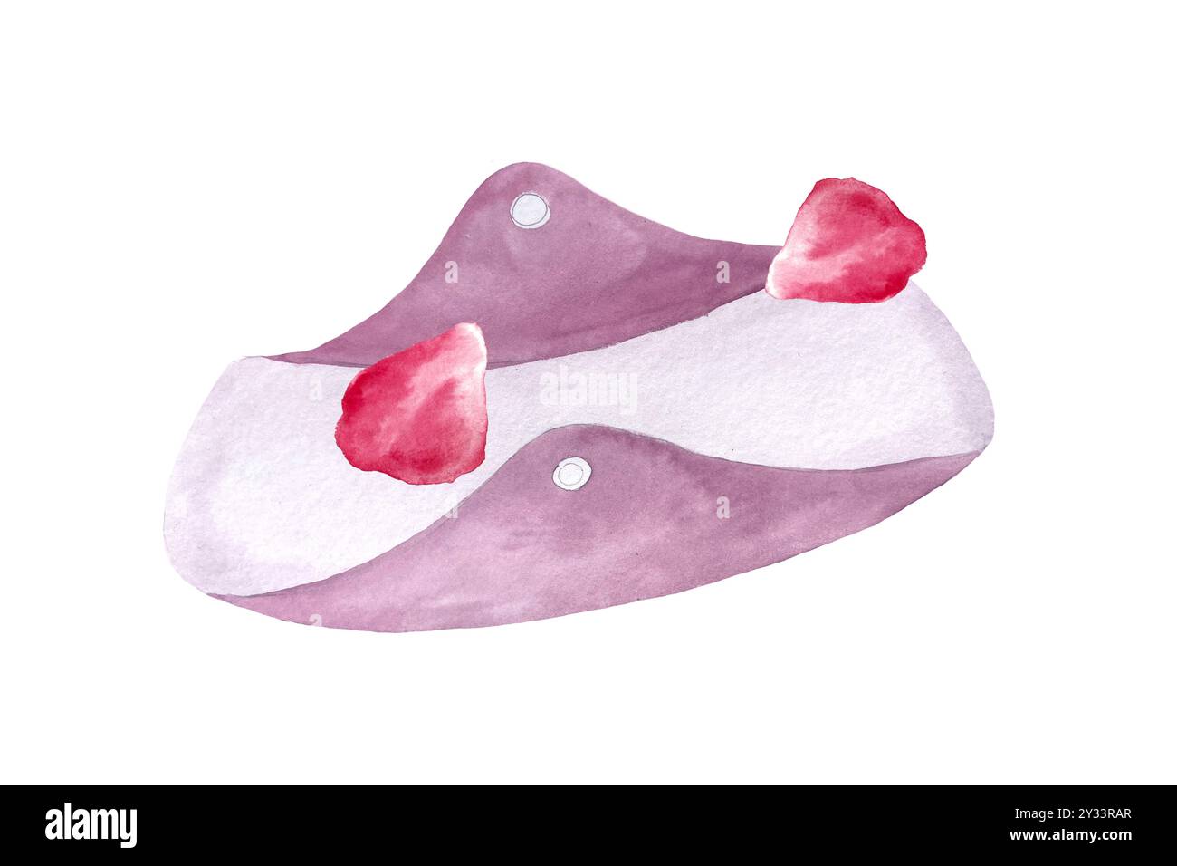 Reusable period pad with pink petals falling on it watercolor ...