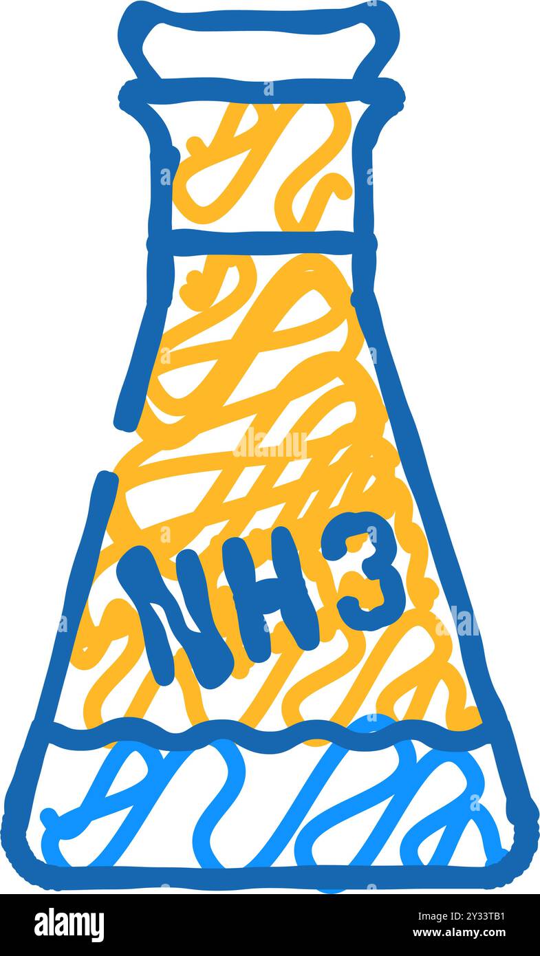 ammonia chemical flask icon doodle illustration Stock Vector Image ...