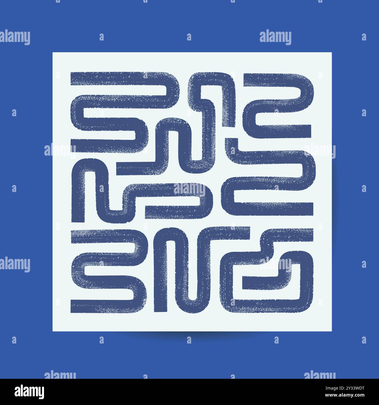 Abstract ink brush wavy maze, labyrinth lines, strokes. Hand drawn bold ...