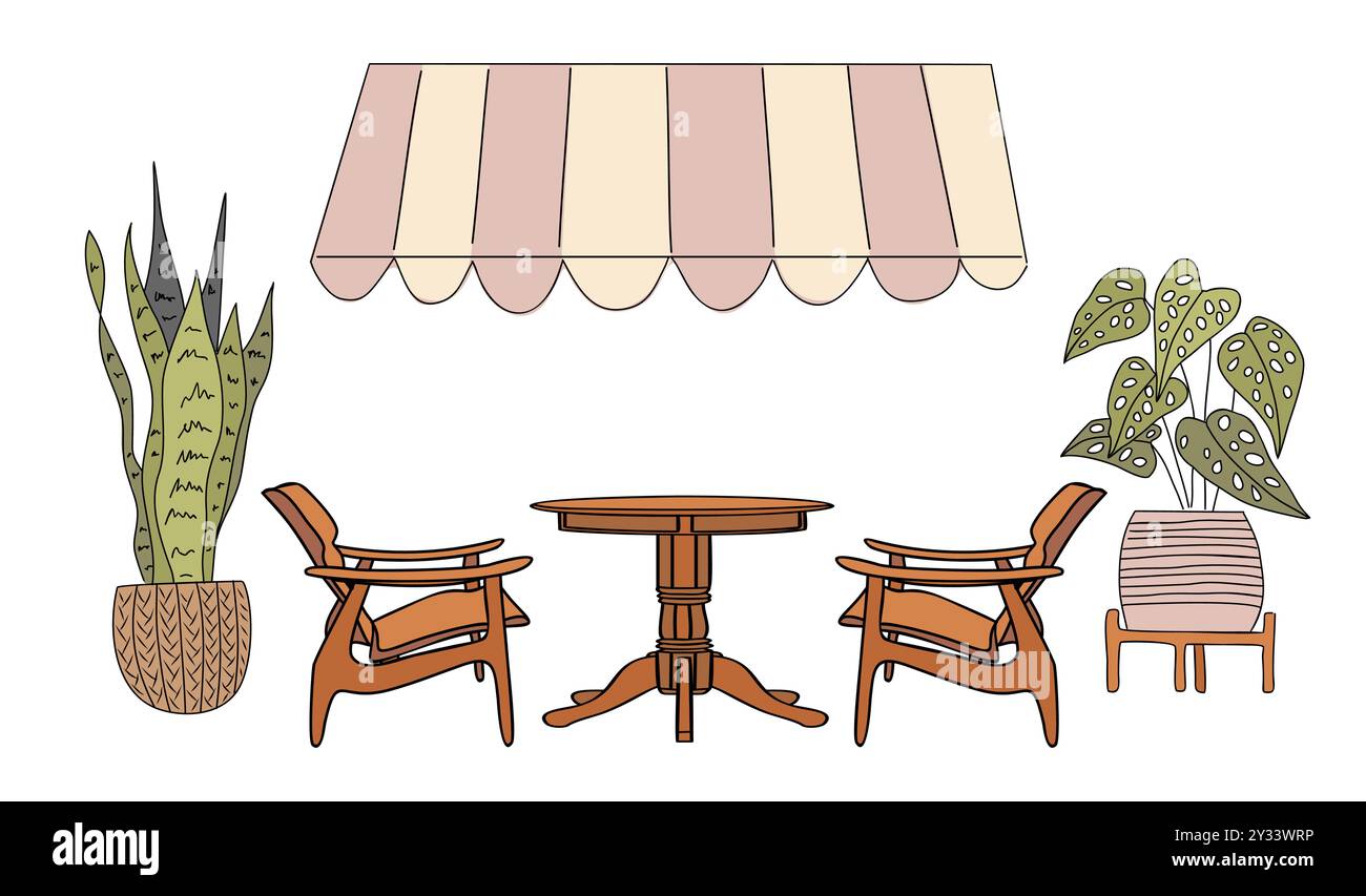 Terrace outdoor furniture green Stock Vector Images - Alamy