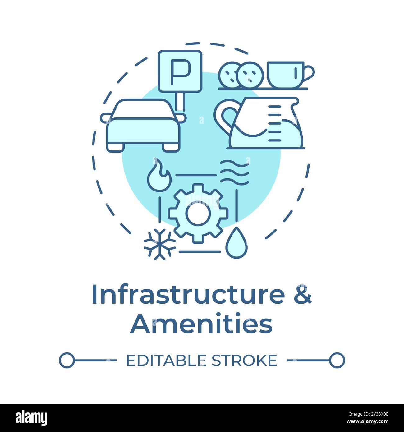 Infrastructure and amenities soft blue concept icon Stock Vector Image ...