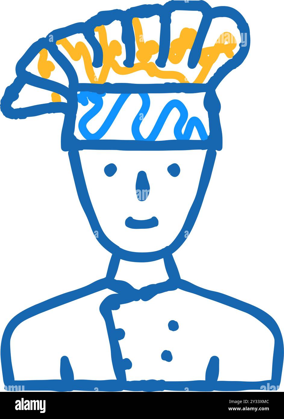 cook chef canteen worker icon doodle illustration Stock Vector Image ...