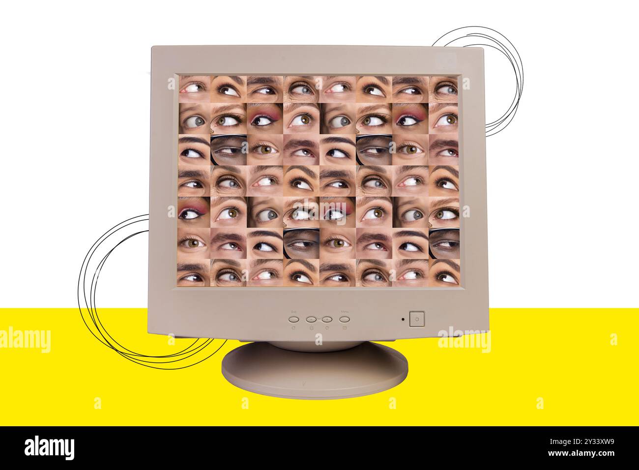 Artwork poster collage image of human different eyes old computer ...