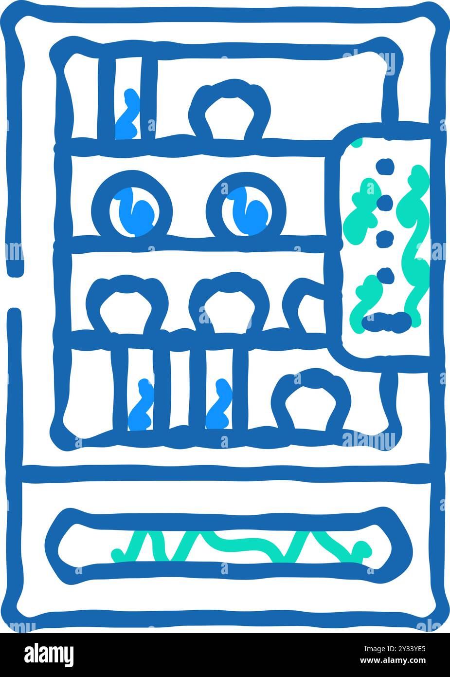vending machine with food and drinks in canteen icon doodle ...