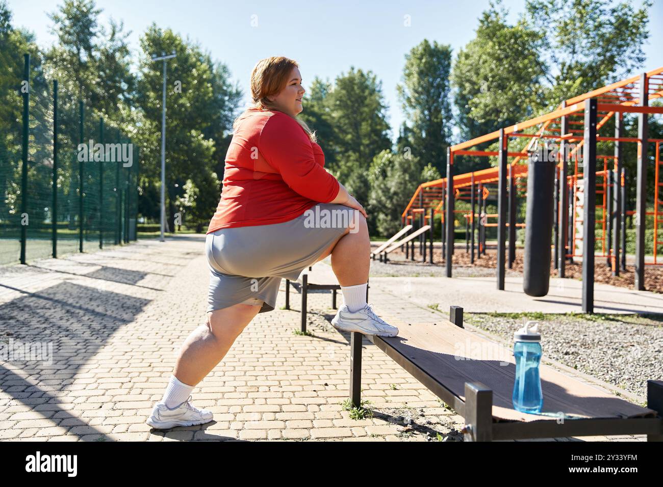 Outdoor fitness bench in hi-res stock photography and images - Alamy