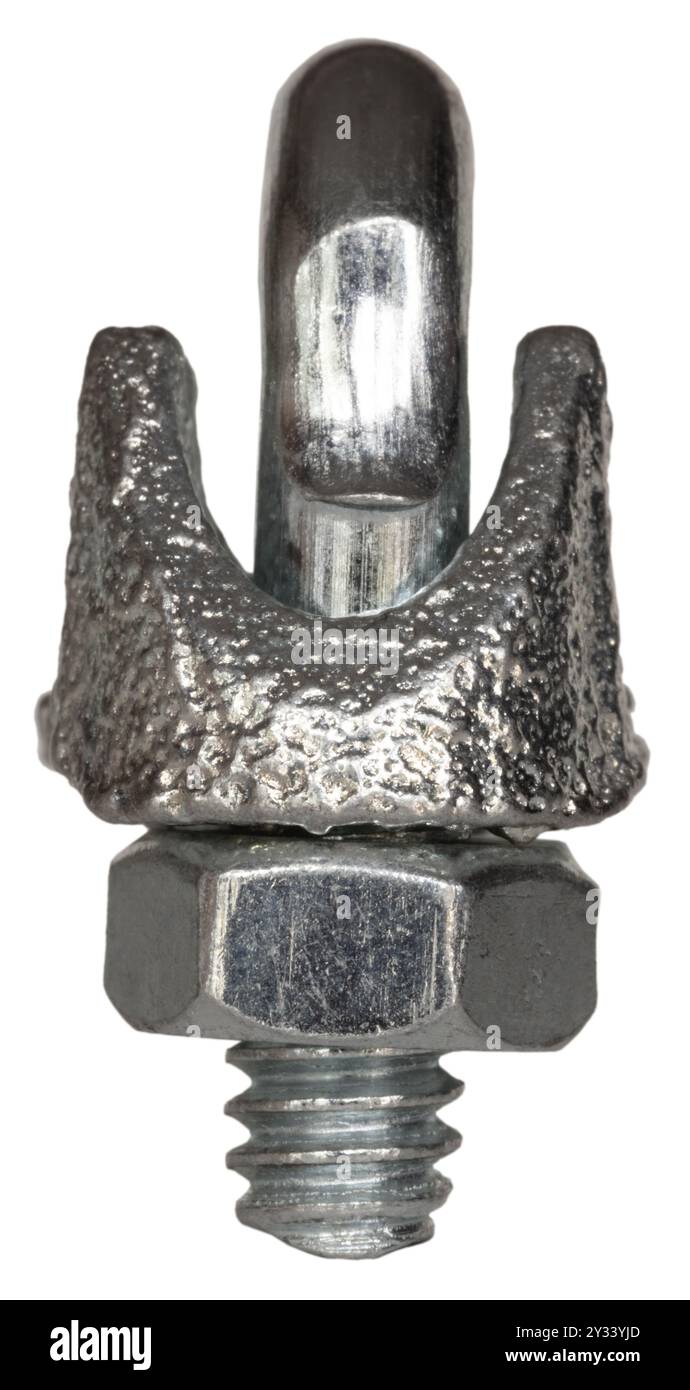 New stainless steel guy wire clamp seen from the side Stock Photo - Alamy