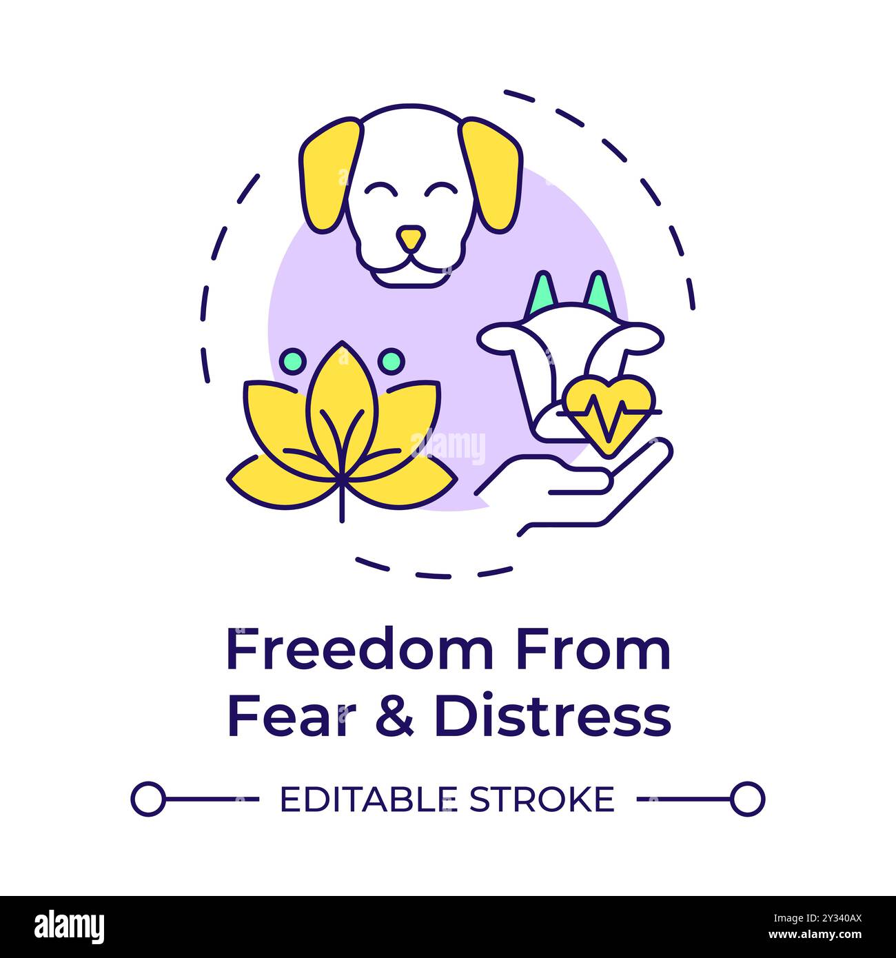 Freedom from fear and distress multi color concept icon Stock Vector ...