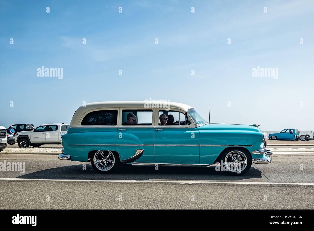 Gulfport, MS - October 04, 2023: Wide angle side view of a 1954 ...