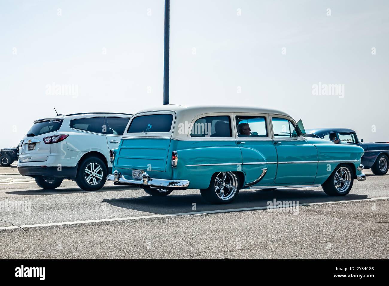 Gulfport, MS - October 04, 2023: Wide angle rear corner view of a 1954 ...