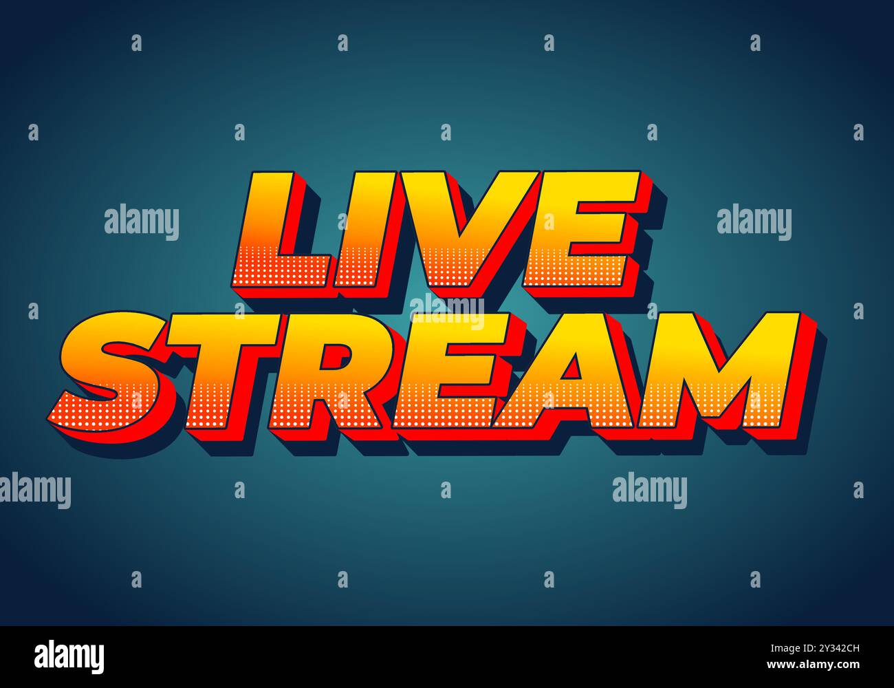 Live stream. Text effect design in 3D style with modern colors Stock ...