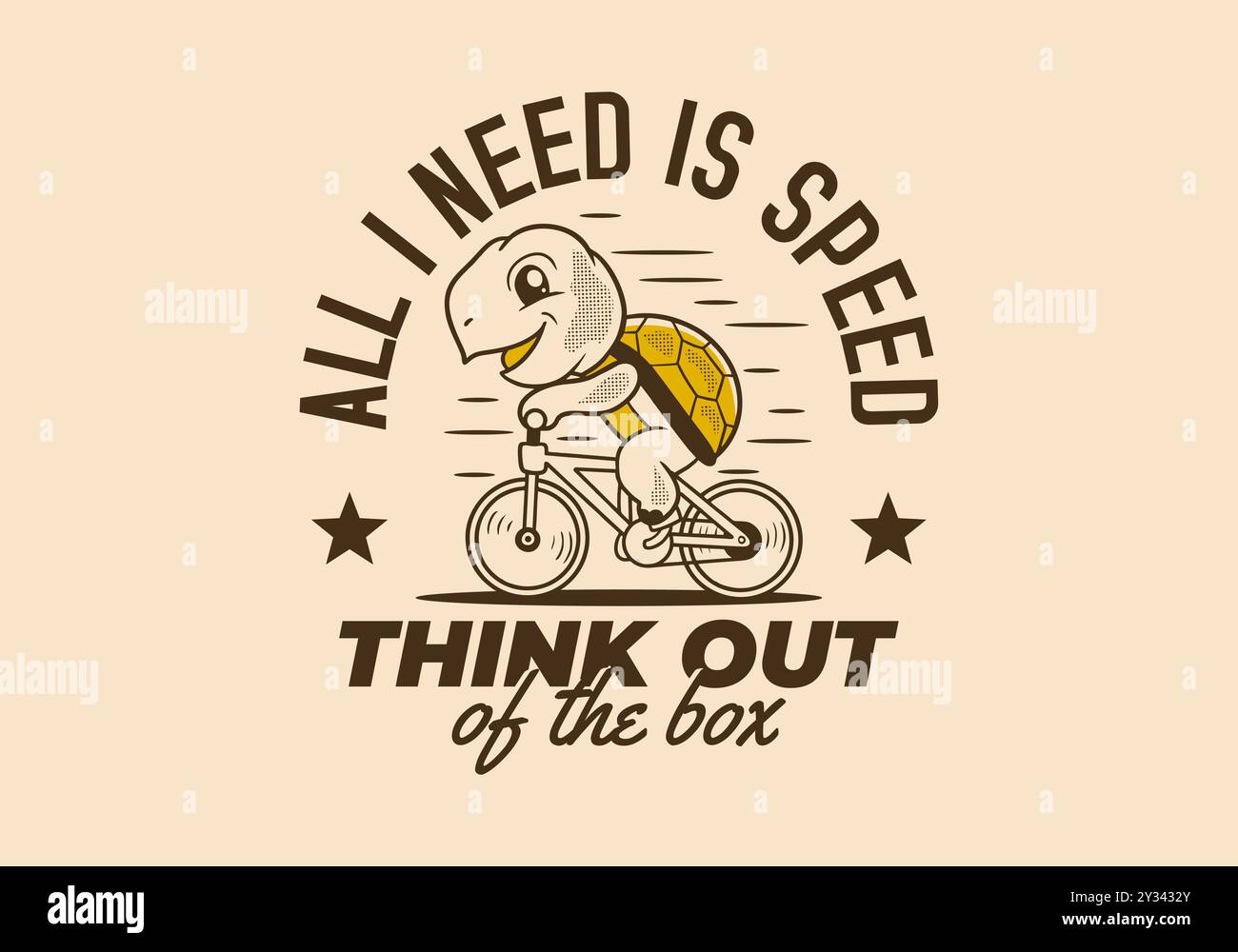 All i need is speed. Retro cute turtle riding a bicycle mascot ...
